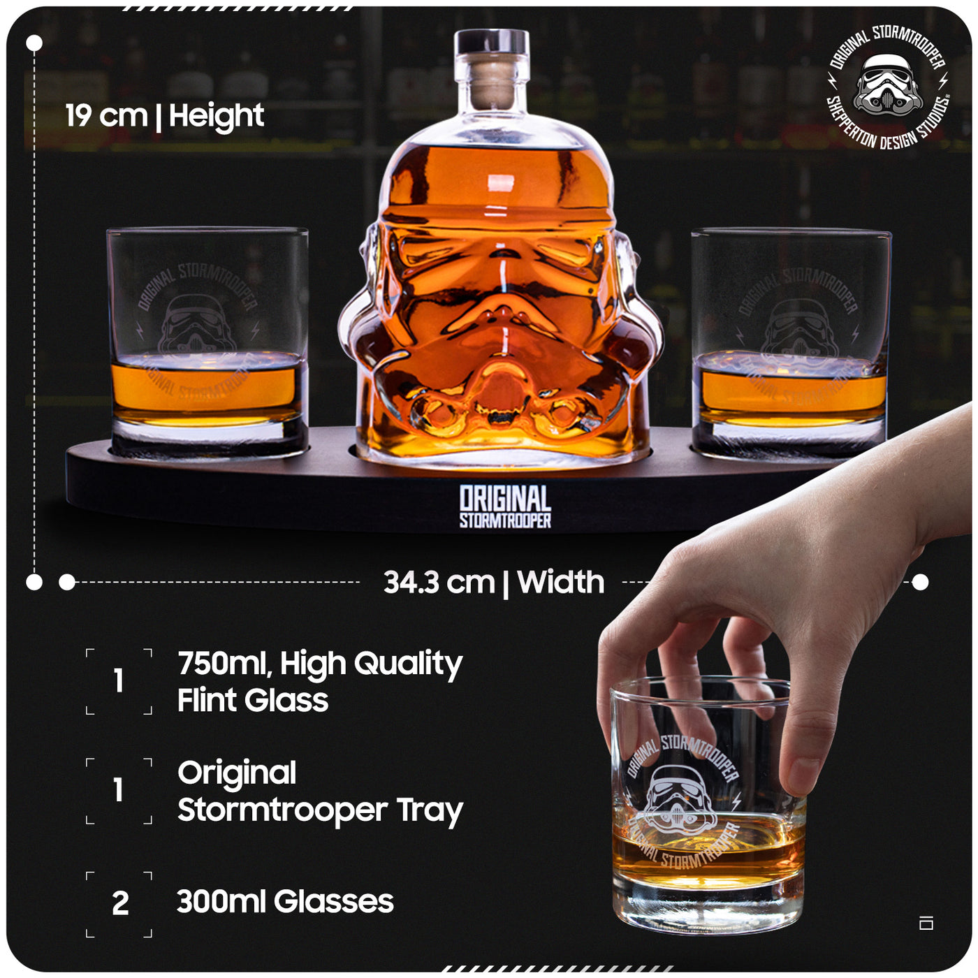 Original Stormtrooper 3D Helmet Decanter Set with Tray — Thumbs Up!